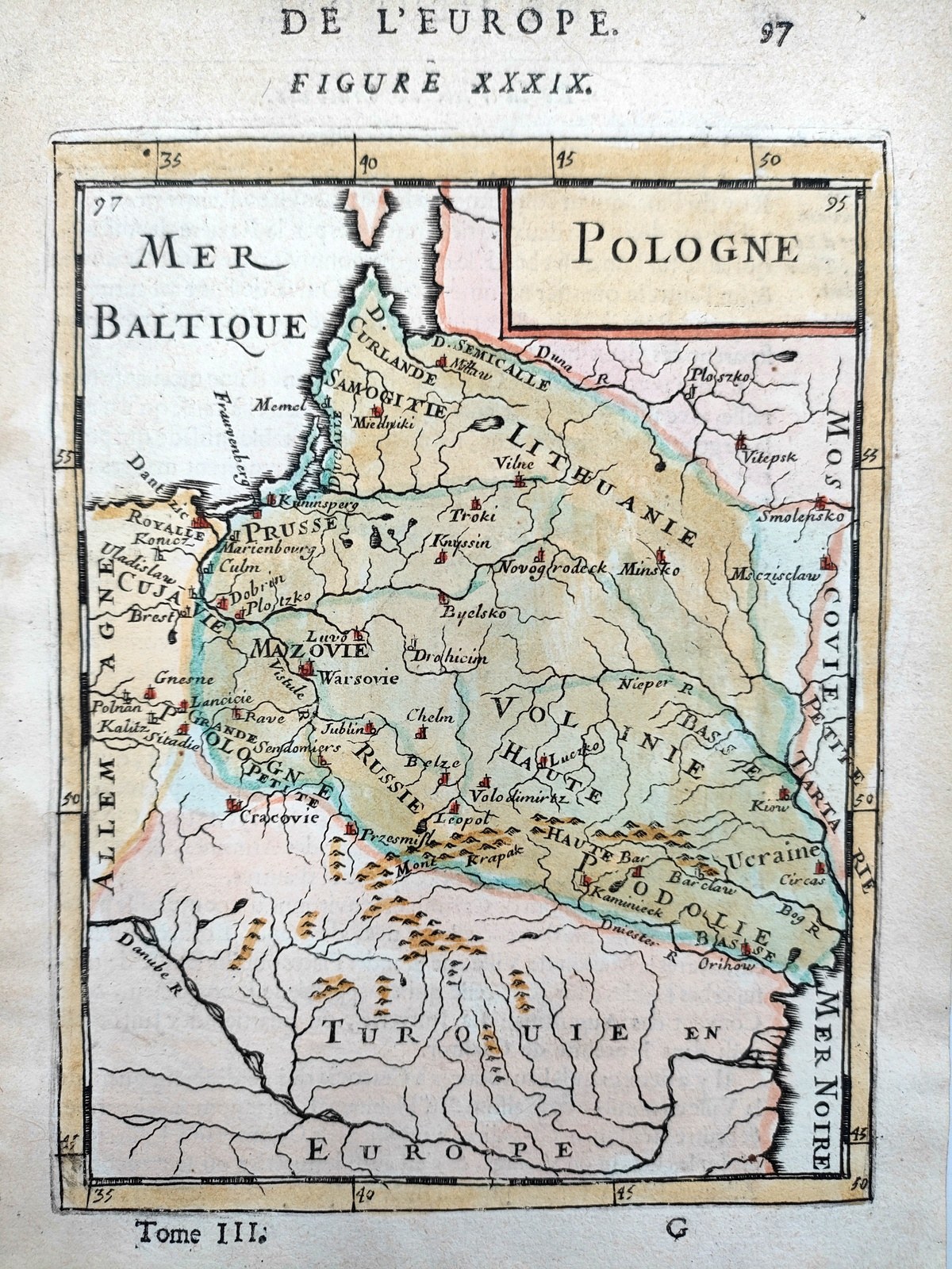 Mapa Polski i Litwy oraz Panorama Krakowa z 1683 roku - miedzioryt ...