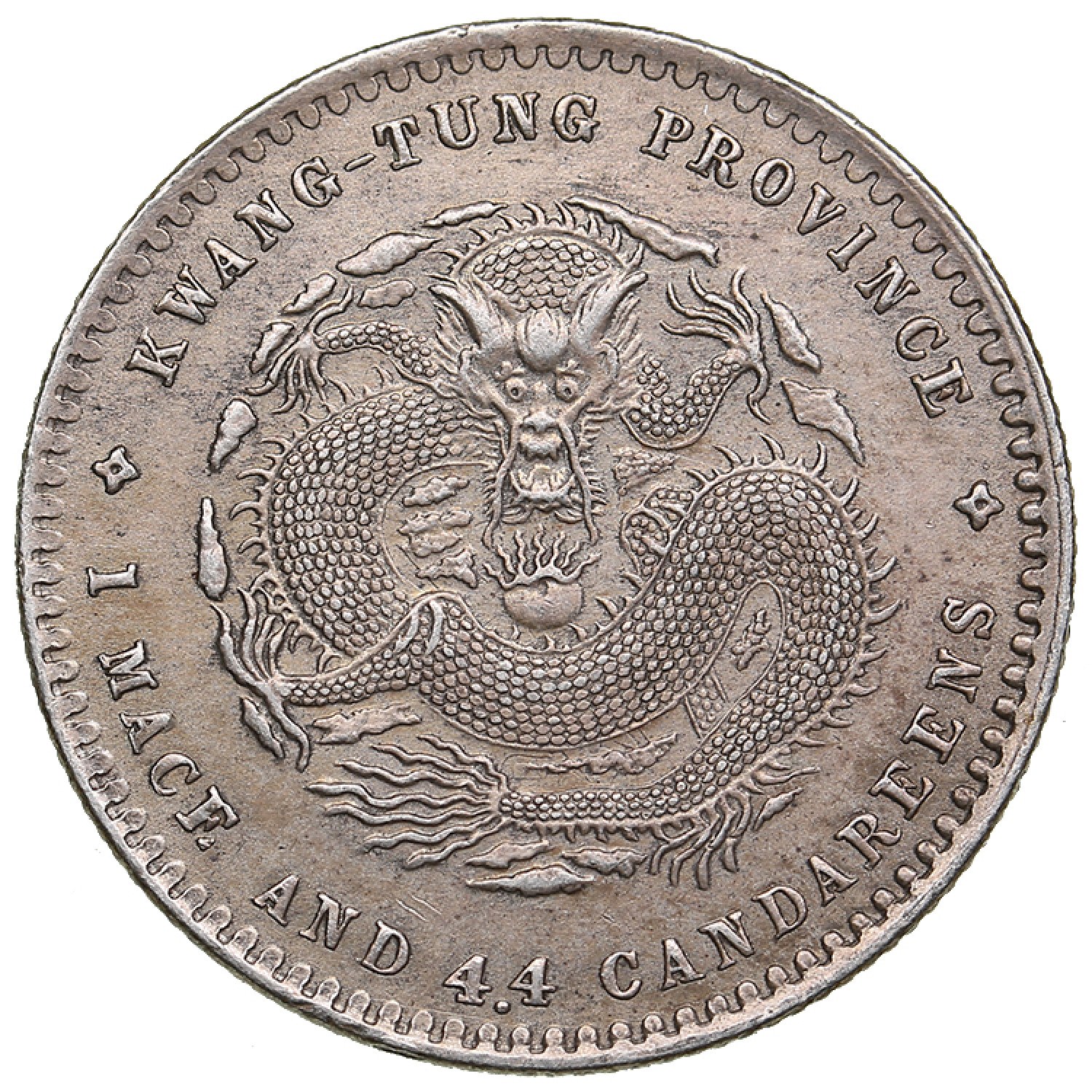 China, Kwangtung. 1 Mace 4.4 Candareens (20 Cents) ND (1890-1908) - Aukcja internetowa ...