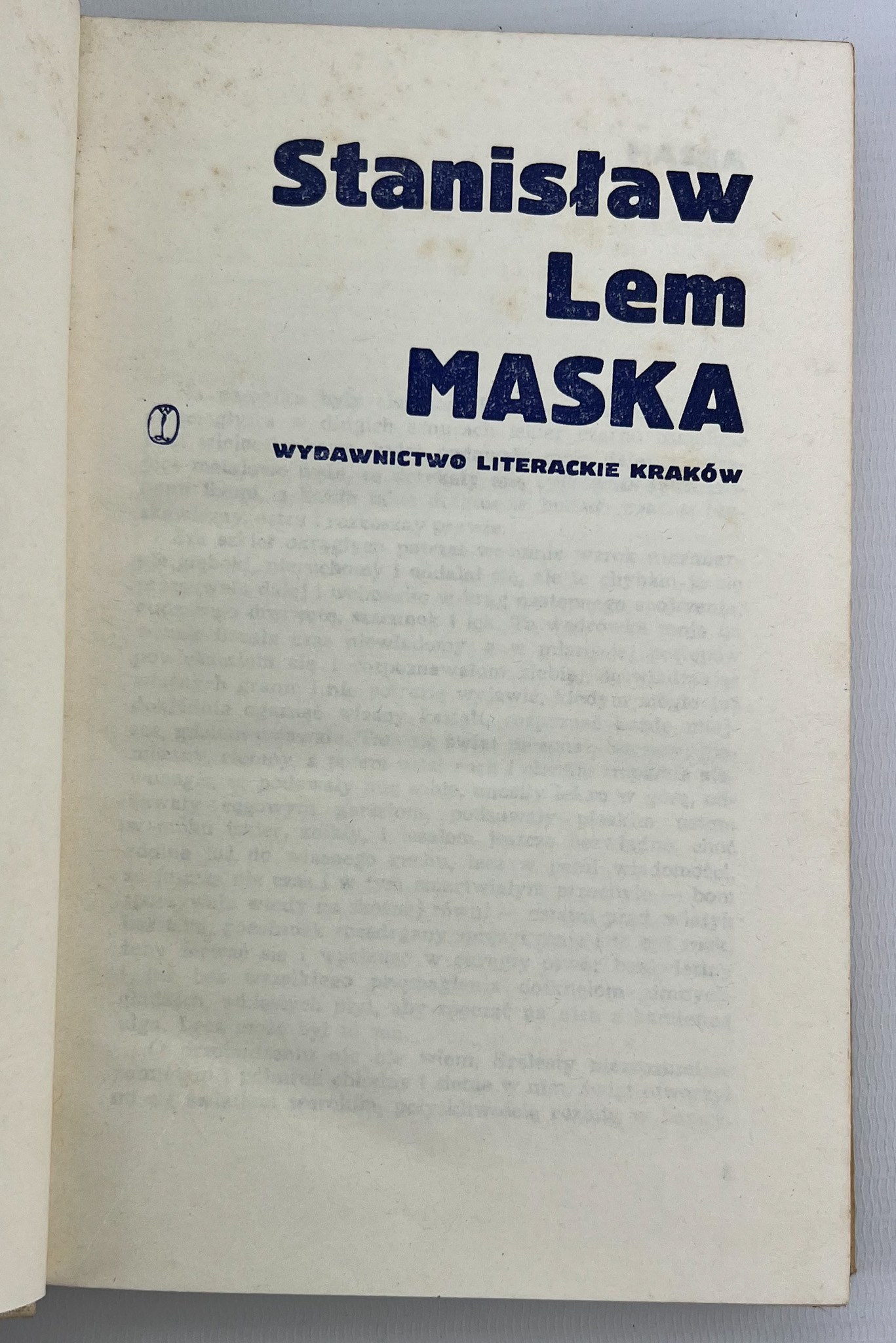 LEM Stanisław - Maska - Kraków 1976 - Aukcja internetowa / Licytacja ...