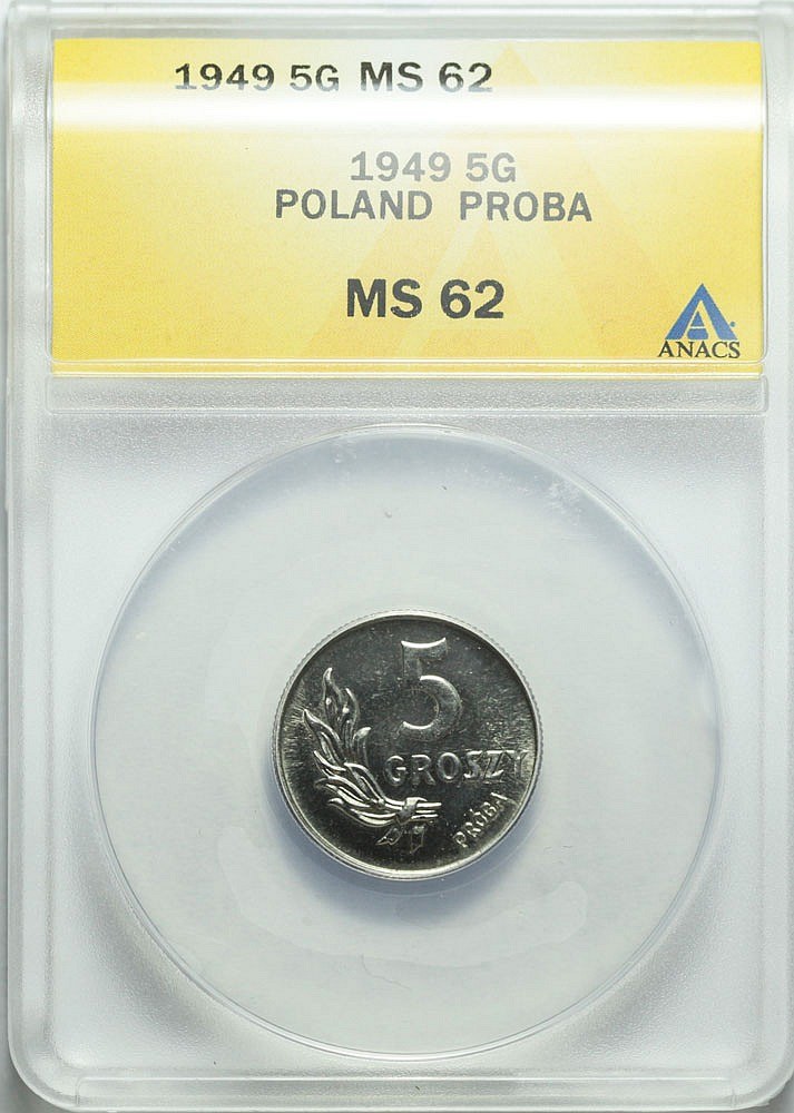 PRÓBA, 5 groszy 1949, nikiel, mennicze - Aukcja internetowa / Licytacja online - Cena - OneBid