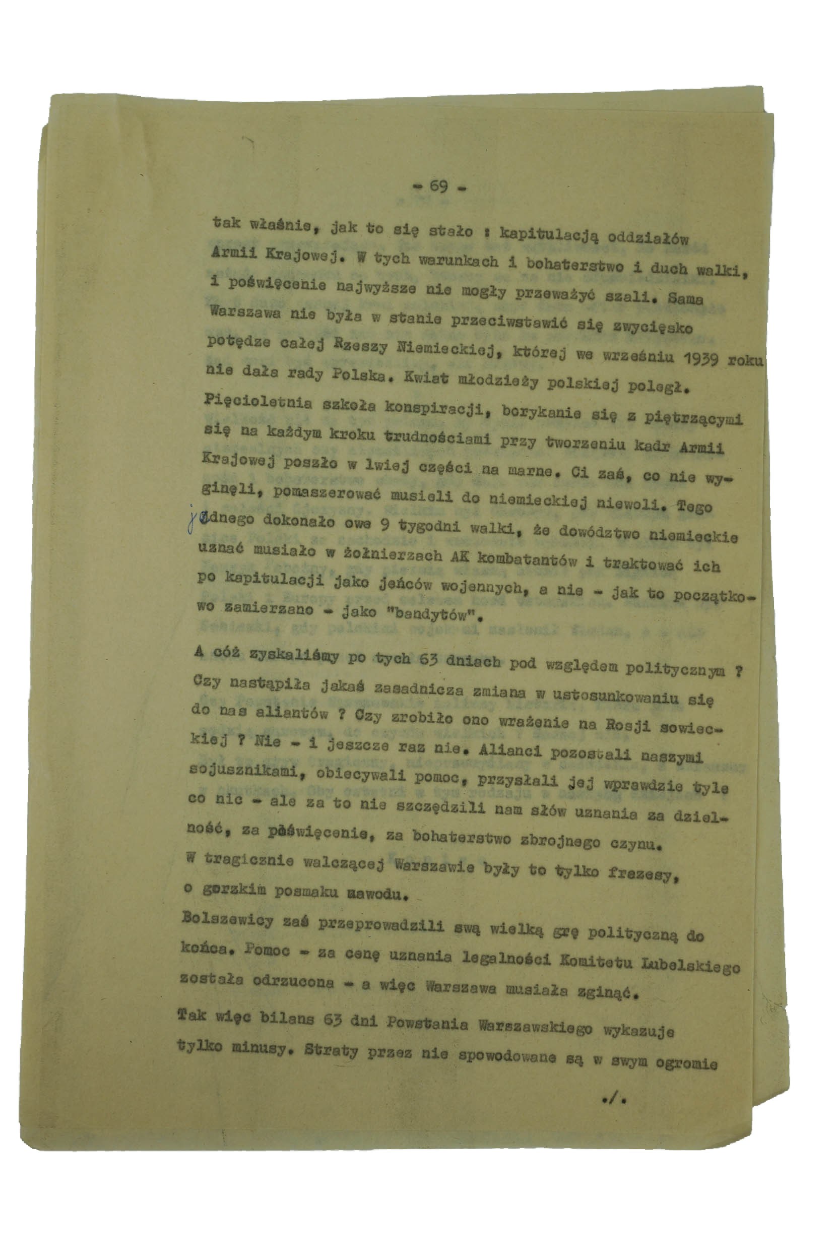 Tragedia 63 dni. Powstanie Warszawskie 1944 roku , [maszynopis], autor ...