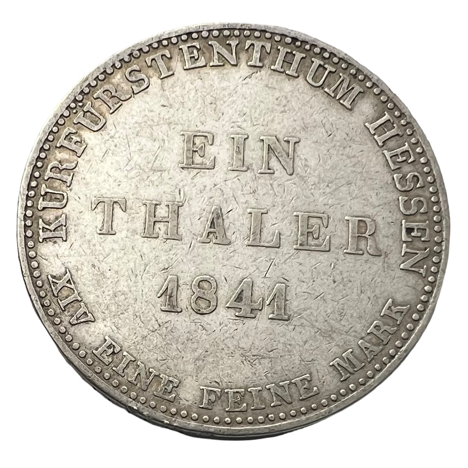 Hessen 1 Thaler 1841 Princ elector William II. Regent Frederick William ...