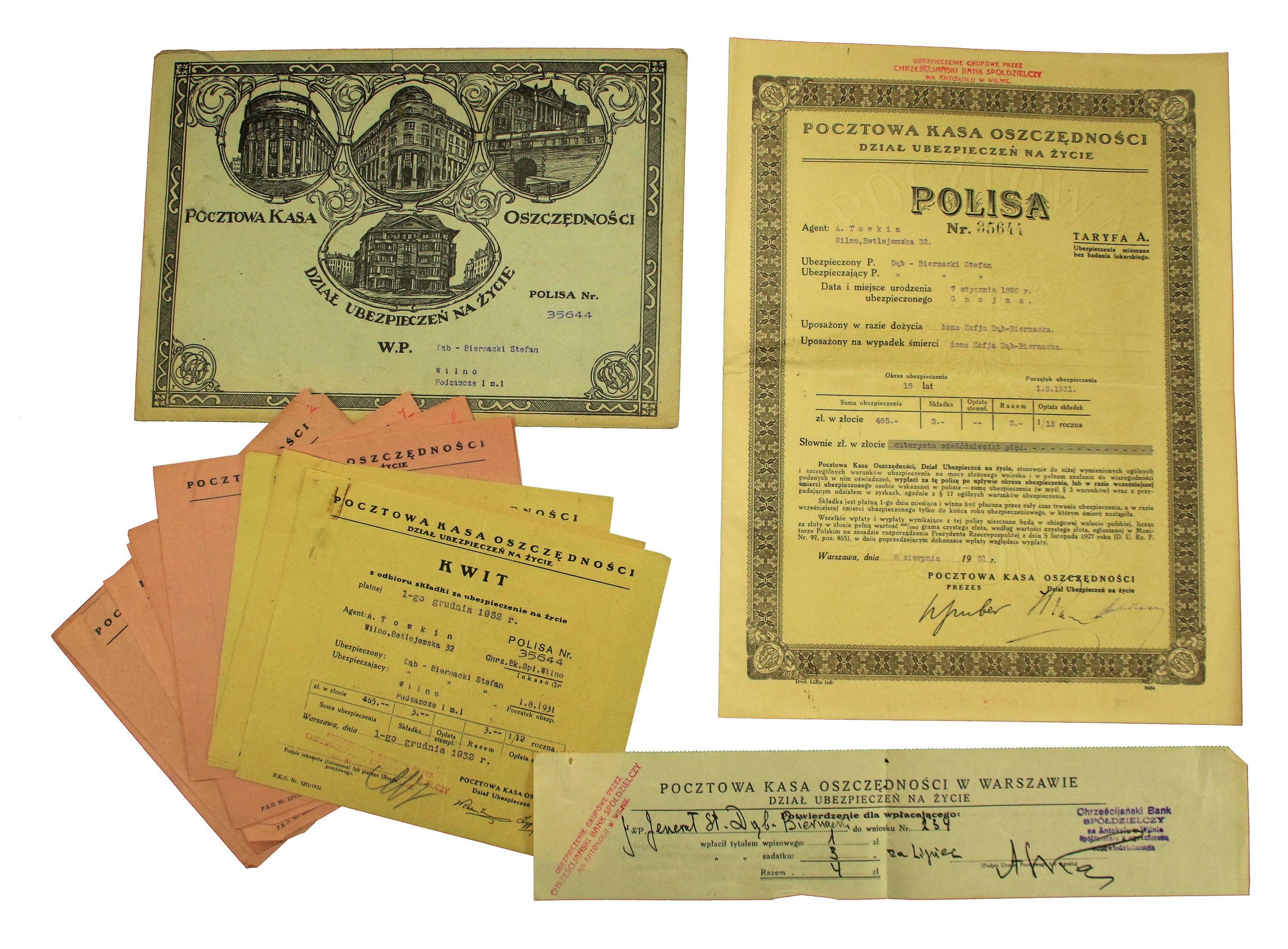 Generał Stanisław Dąb Biernacki, dokumenty ubezpieczenia na życie (753 ...