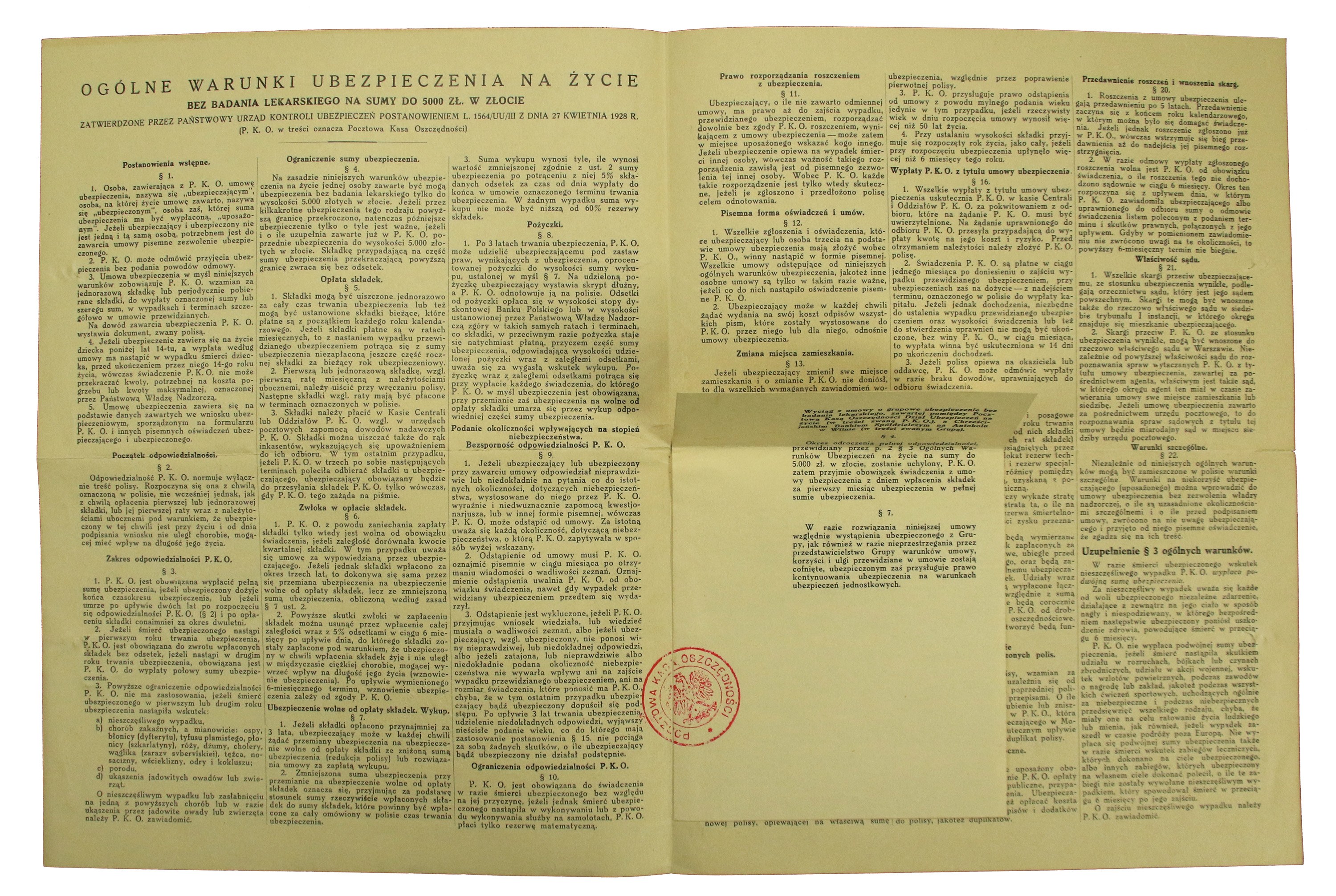 Generał Stanisław Dąb Biernacki, dokumenty ubezpieczenia na życie (753 ...