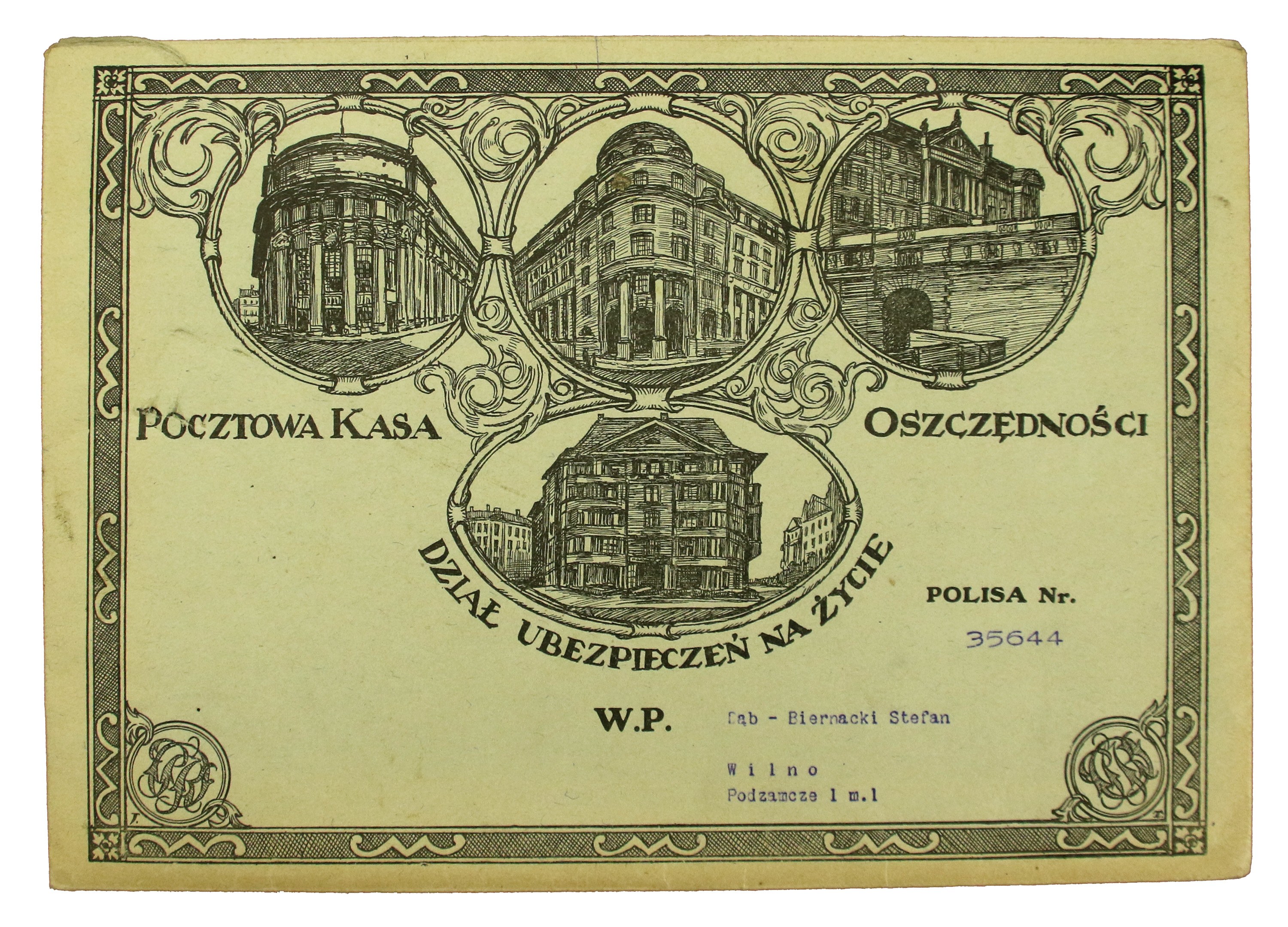 Generał Stanisław Dąb Biernacki, dokumenty ubezpieczenia na życie (753 ...