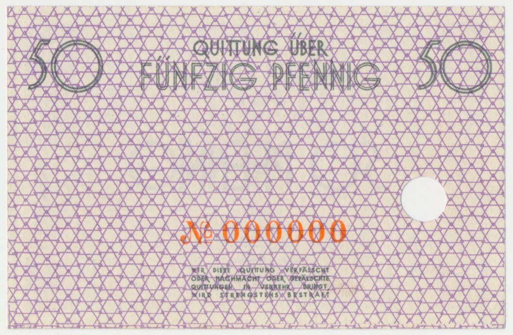 Getto w Łodzi, 50 fenigów 1940 - WZÓR - 000000 - Aukcja internetowa ...