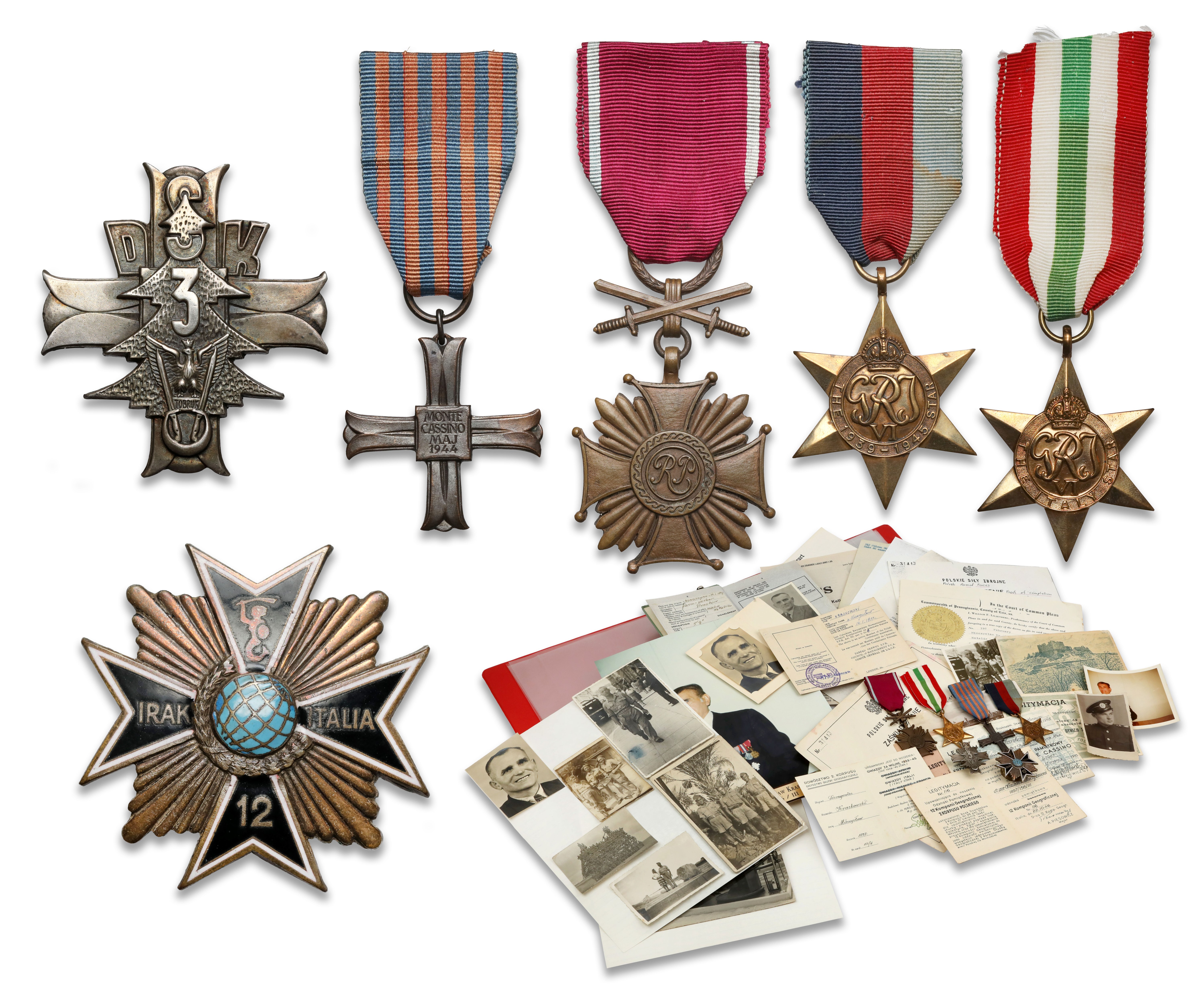 PSZnZ, Set of Badges and Decorations after Pvt. Mieczyslaw Kraskowski ...