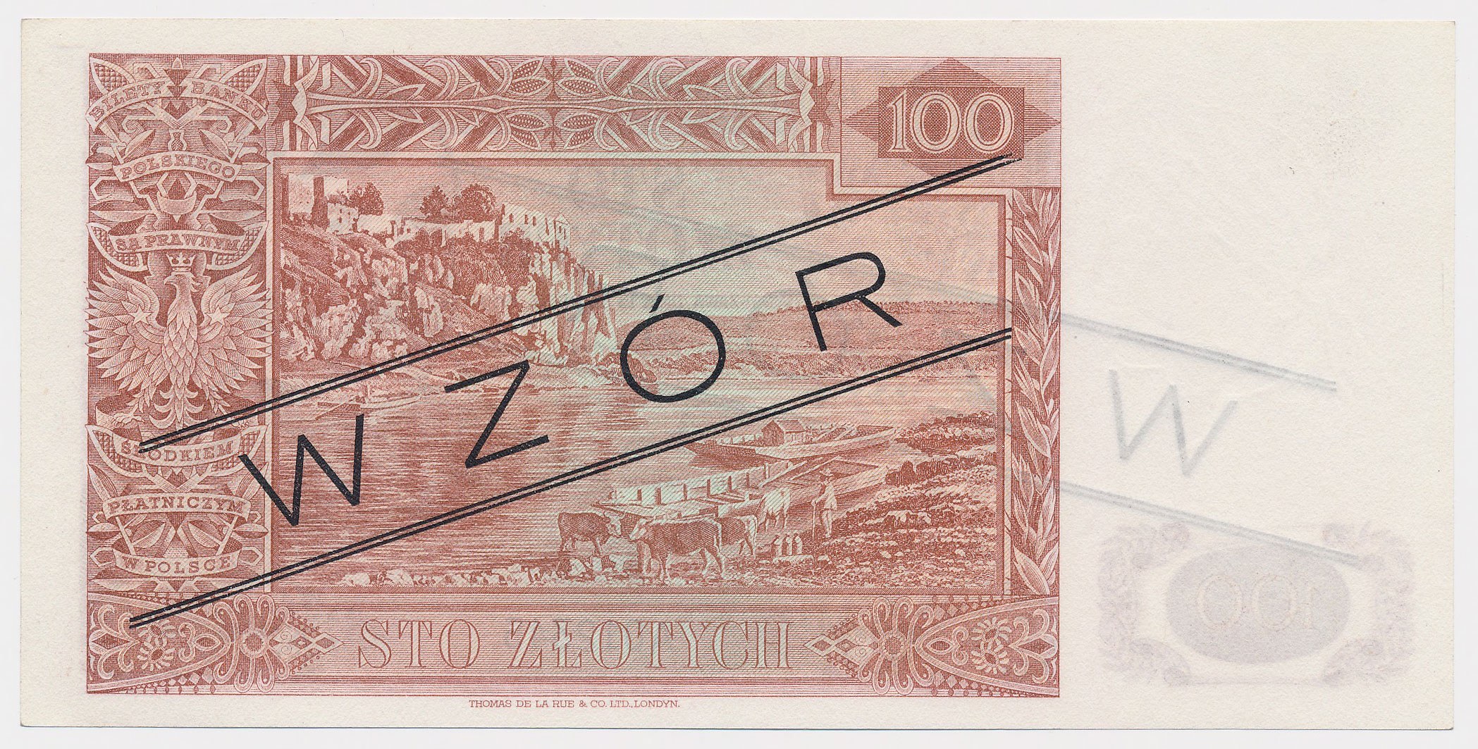 Londyn, 100 złotych 1939 - WZÓR - A 012345 - Aukcja internetowa ...