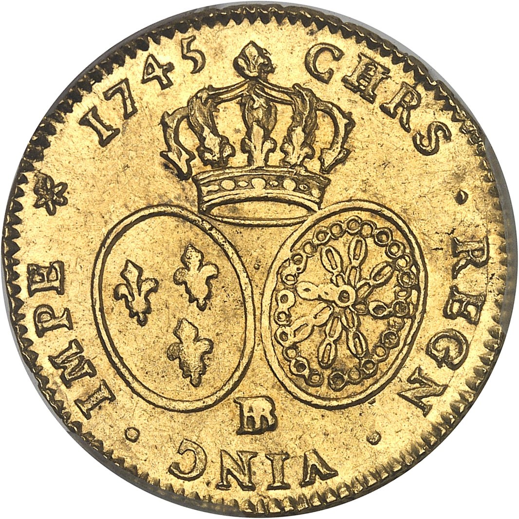Ludwik XV (1715-1774). Double louis d'or au bandeau 1745, BB ...