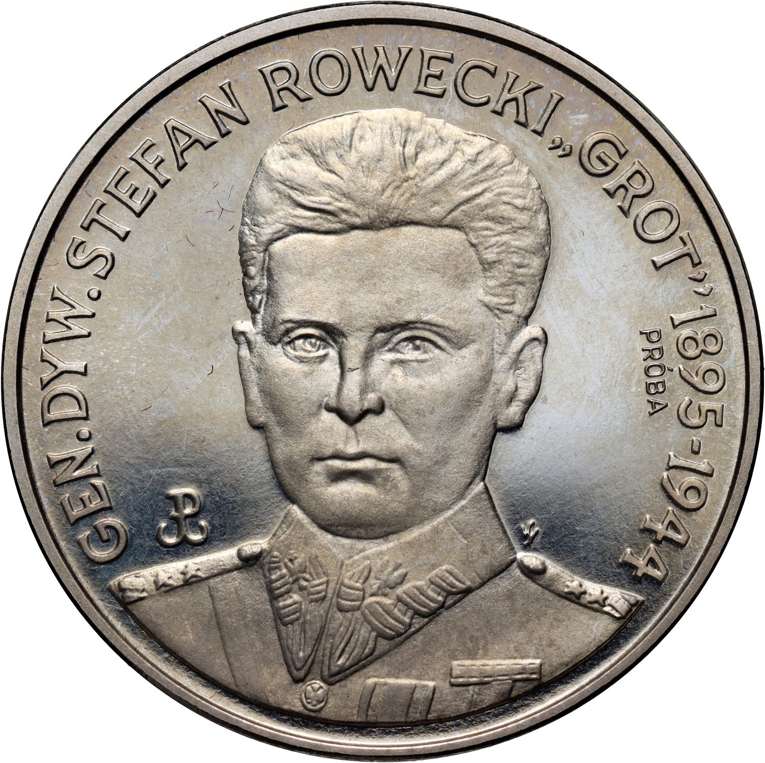 III RP, 200000 złotych 1990, Gen. Stefan Rowecki - Grot, PRÓBA, nikiel ...