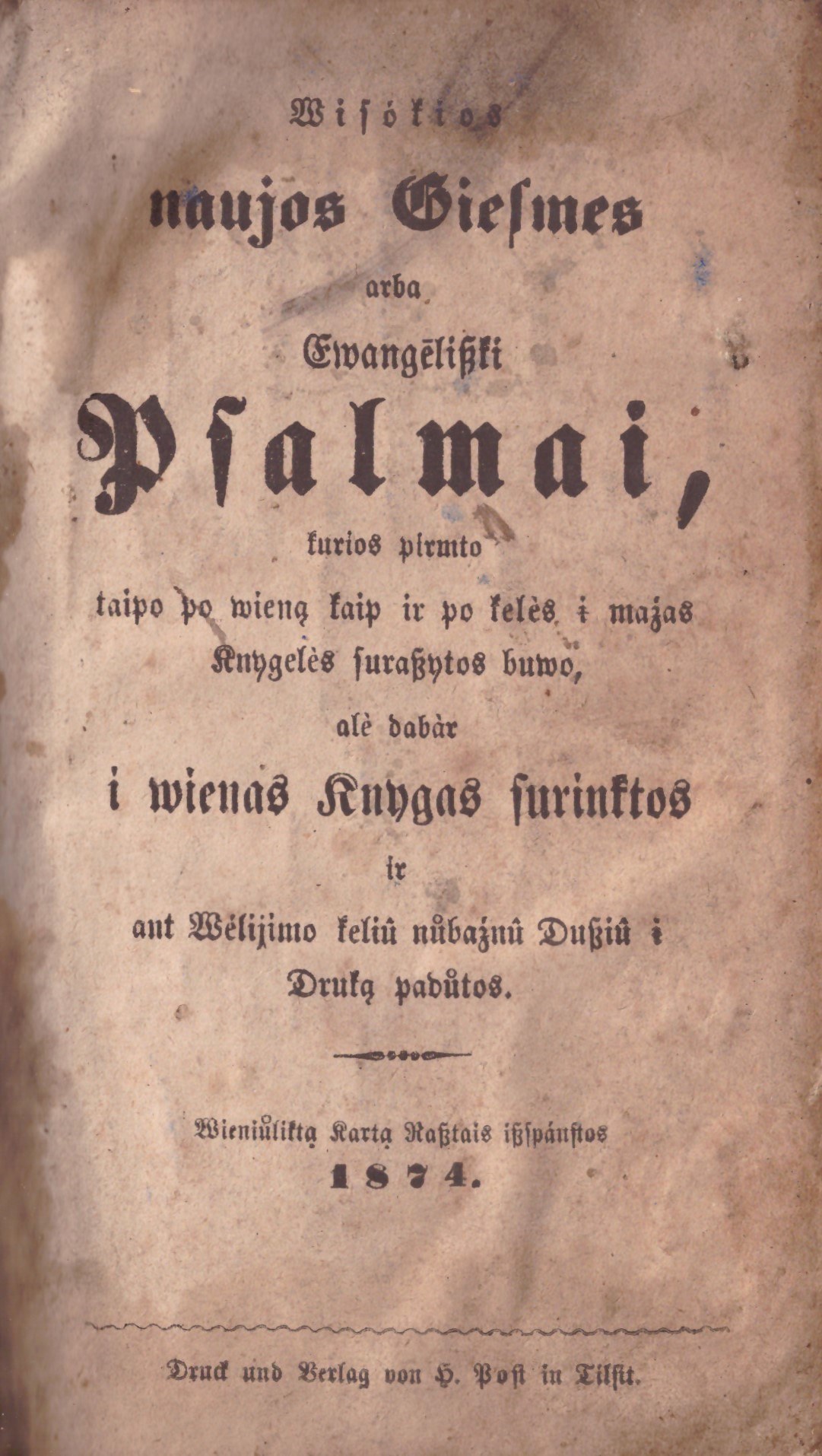 Lithuanian Psalmynas, 1874, Wisokios nové giesmes, vai Ewangeliszki ...