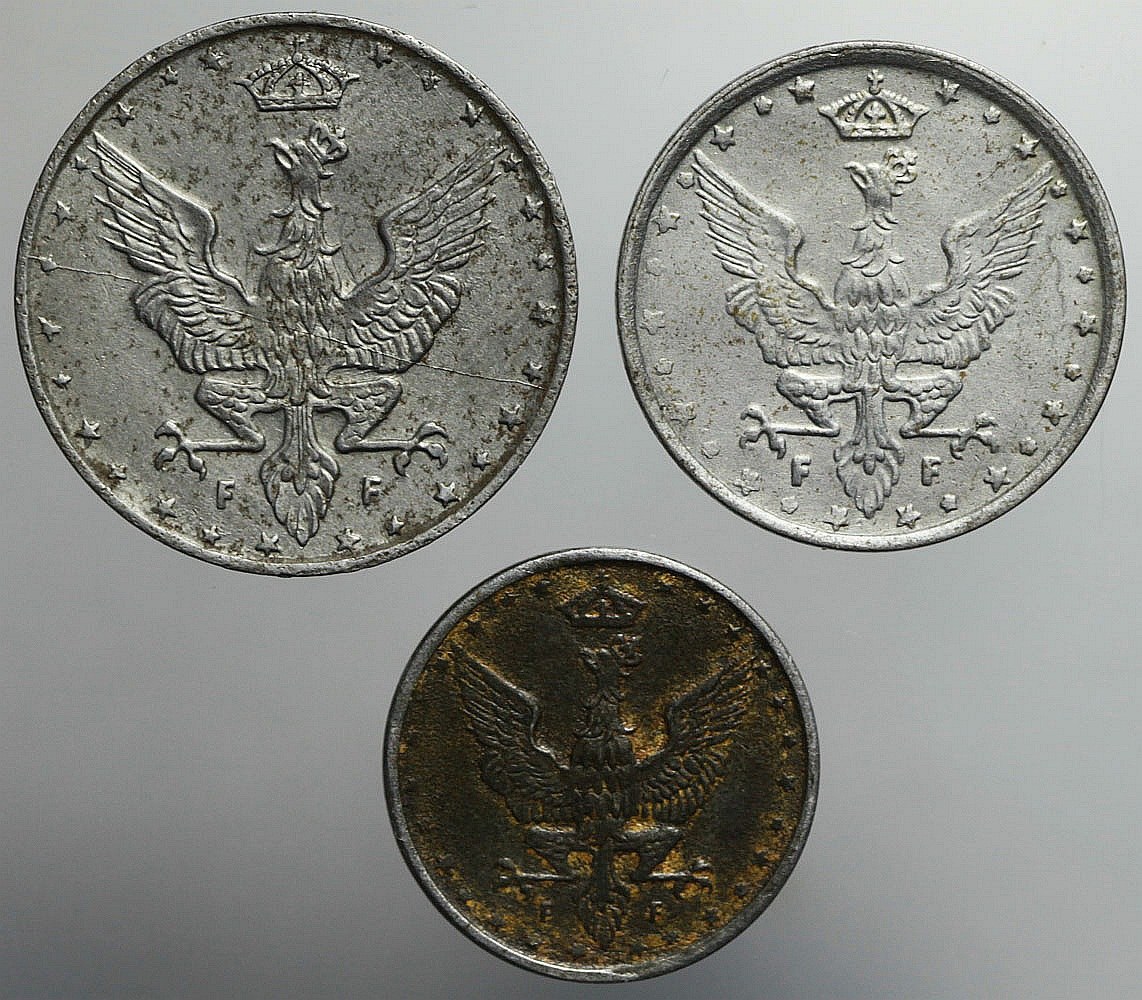 Kingdom of Poland, Set of three coins from 1917 - Online auction ...