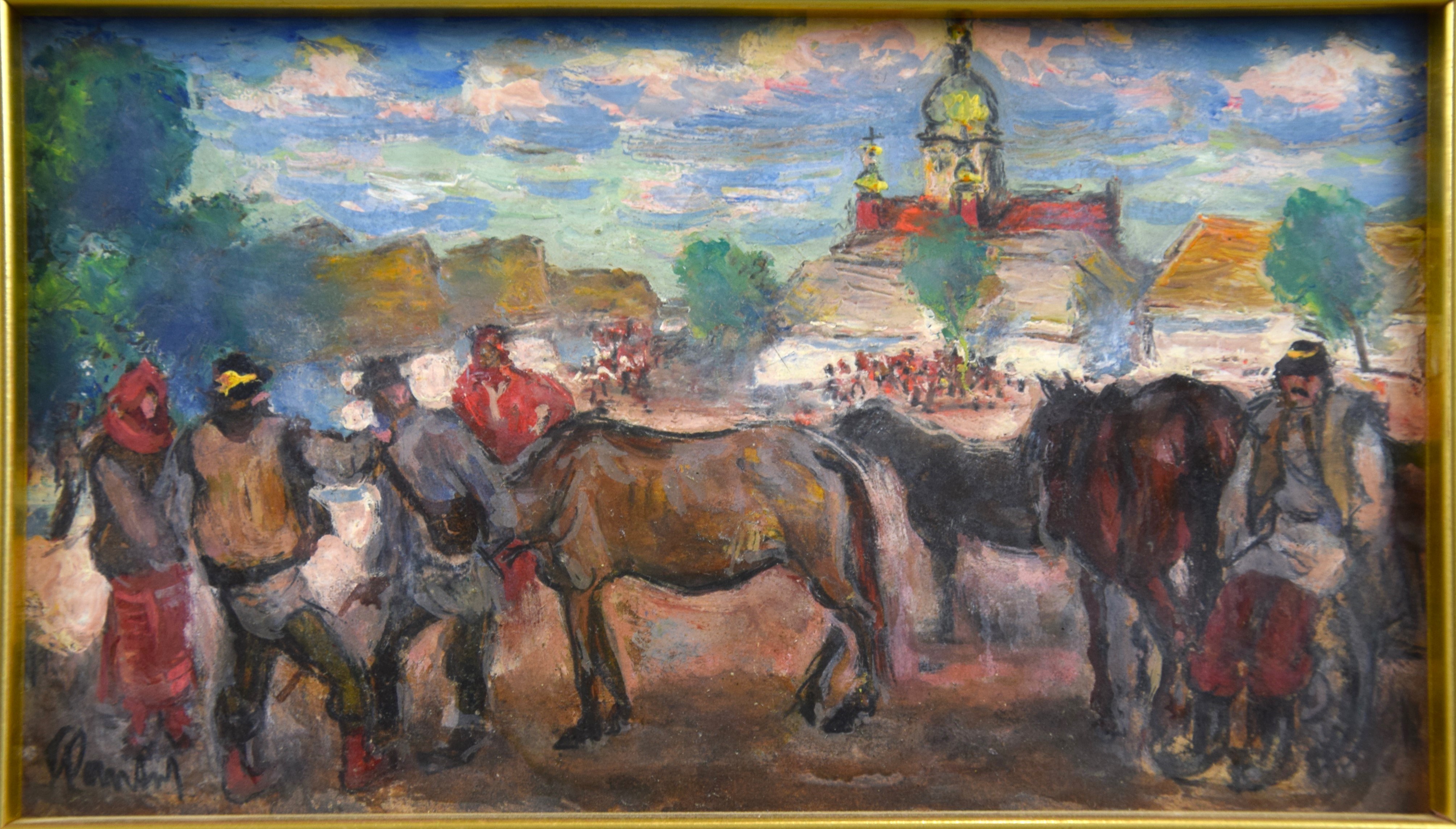 Fryderyk PAUTSCH (1877-1950), “Targ na kresach”, pocz. XX w. - Aukcja ...