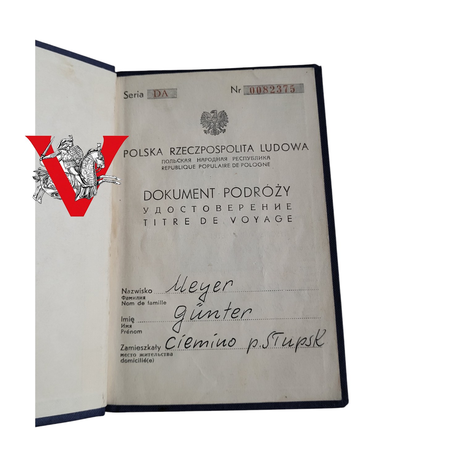 PRL Jednorazowy Paszport na Wyjazd z Kraju dla Niemca , 1957 , ciekawostka - Aukcja internetowa ...