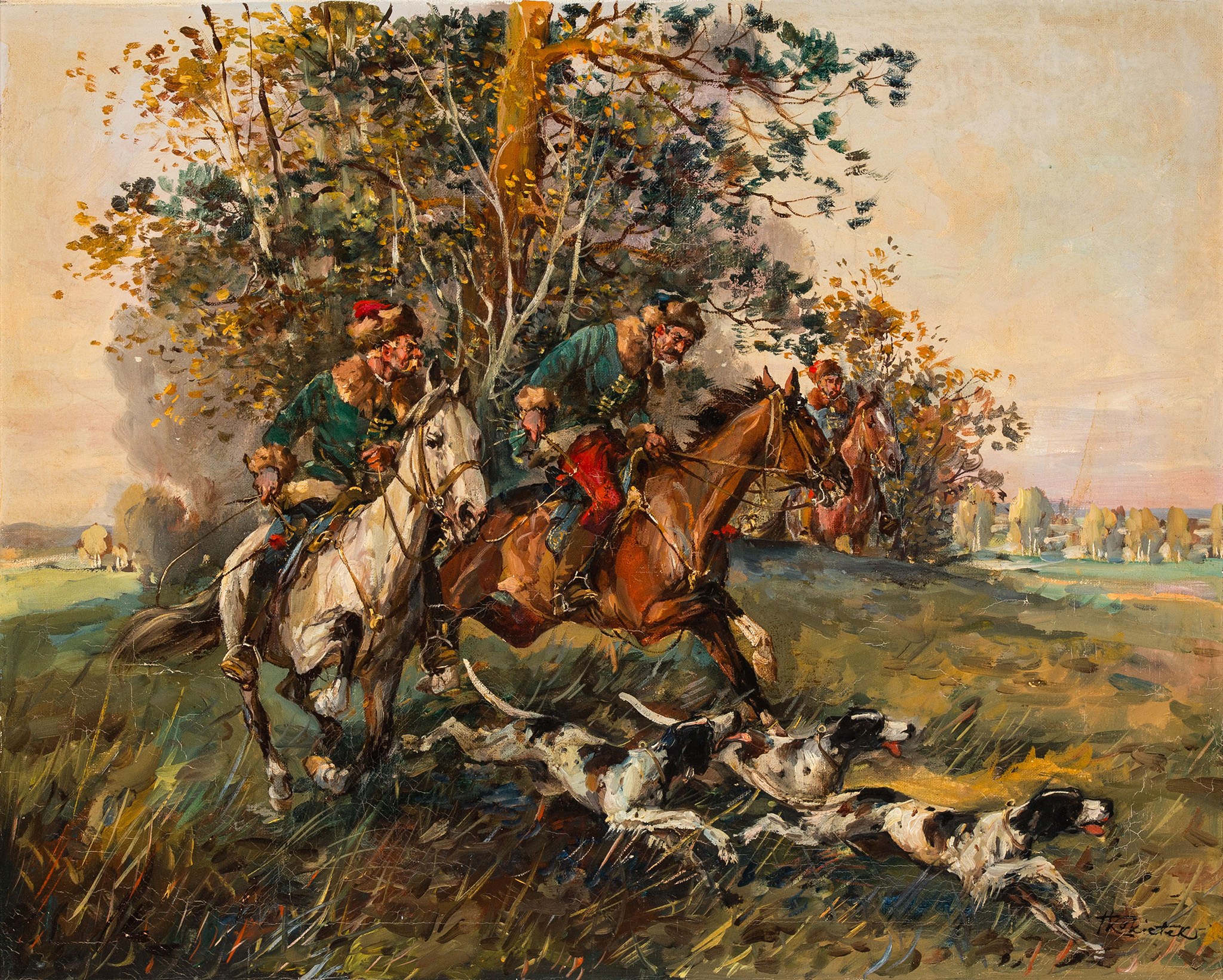 Tadeusz Kokietek (1920 - 1982), "Szlacheckie polowanie z psami ...