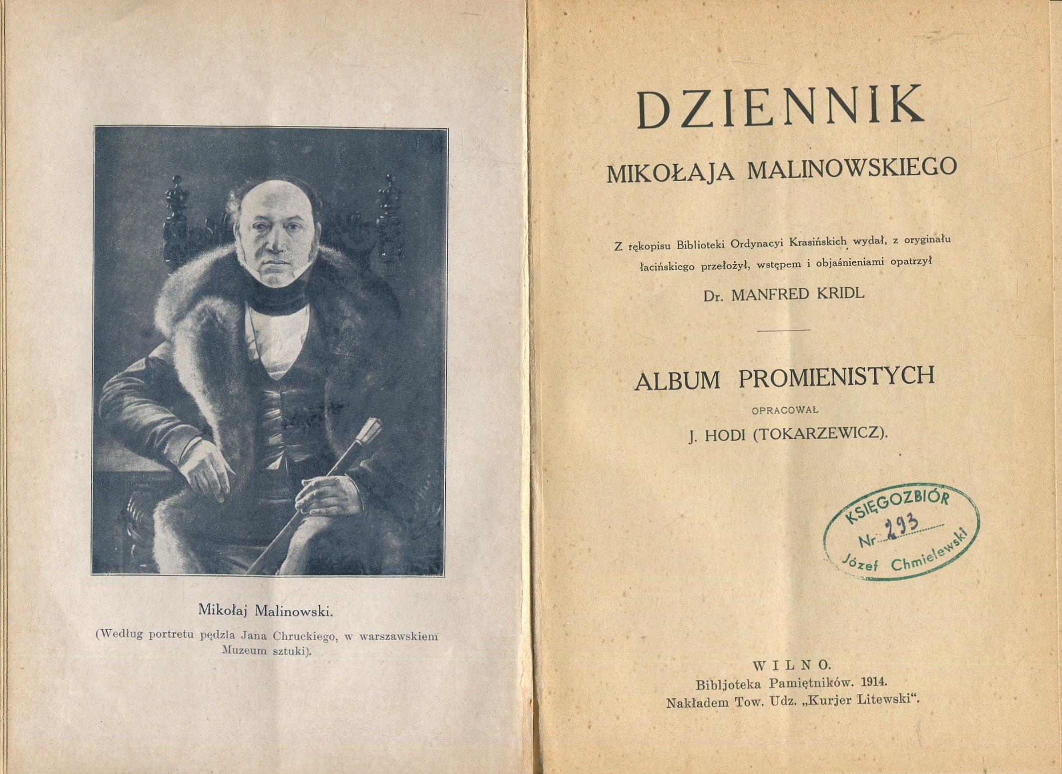 MALINOWSKI Mikołaj - Dziennik. Album Promienistych [Wilno 1914 ...