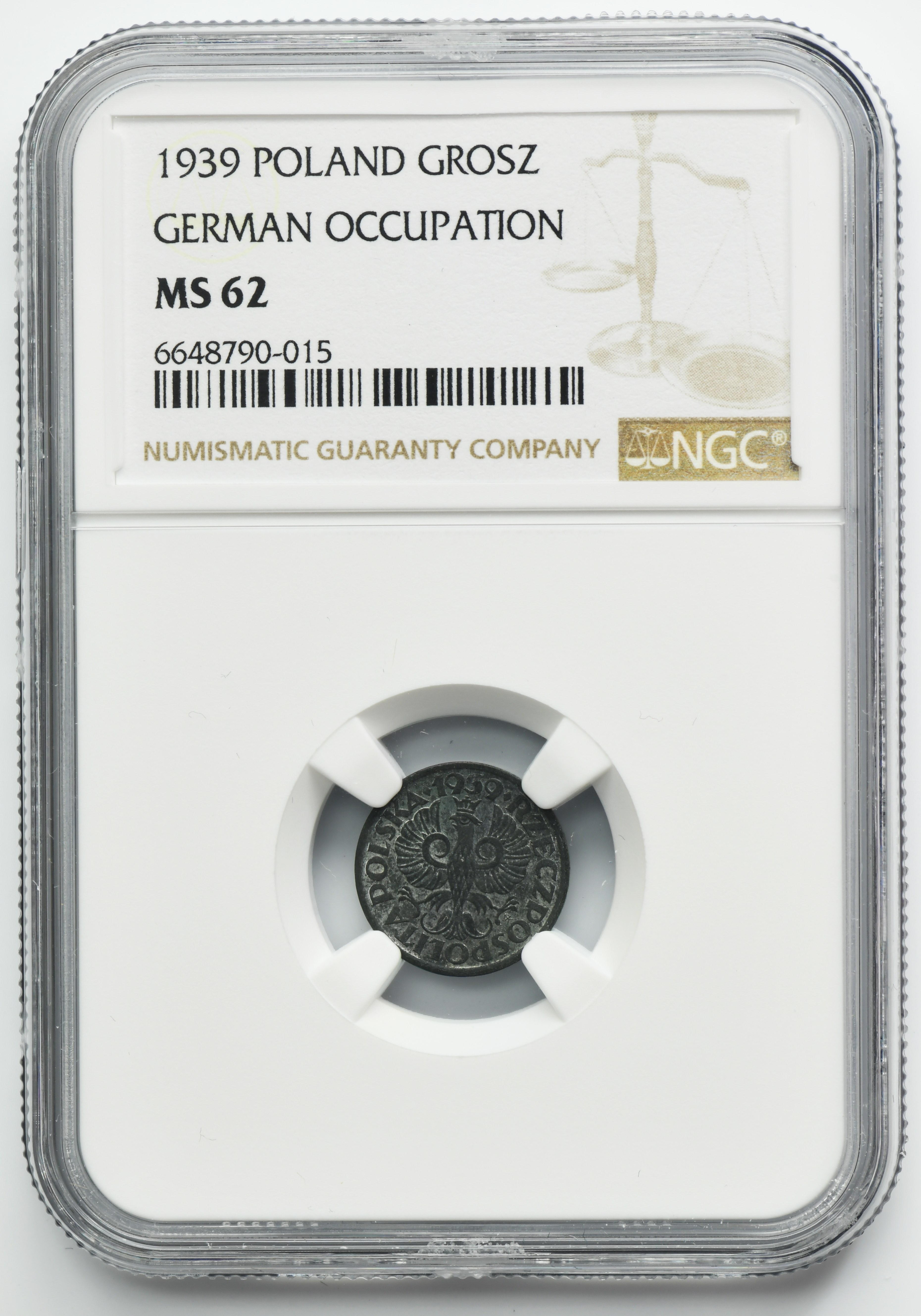 Generalna Gubernia, 1 grosz 1939 - NGC MS62 - Aukcja internetowa / Licytacja online - Cena - OneBid