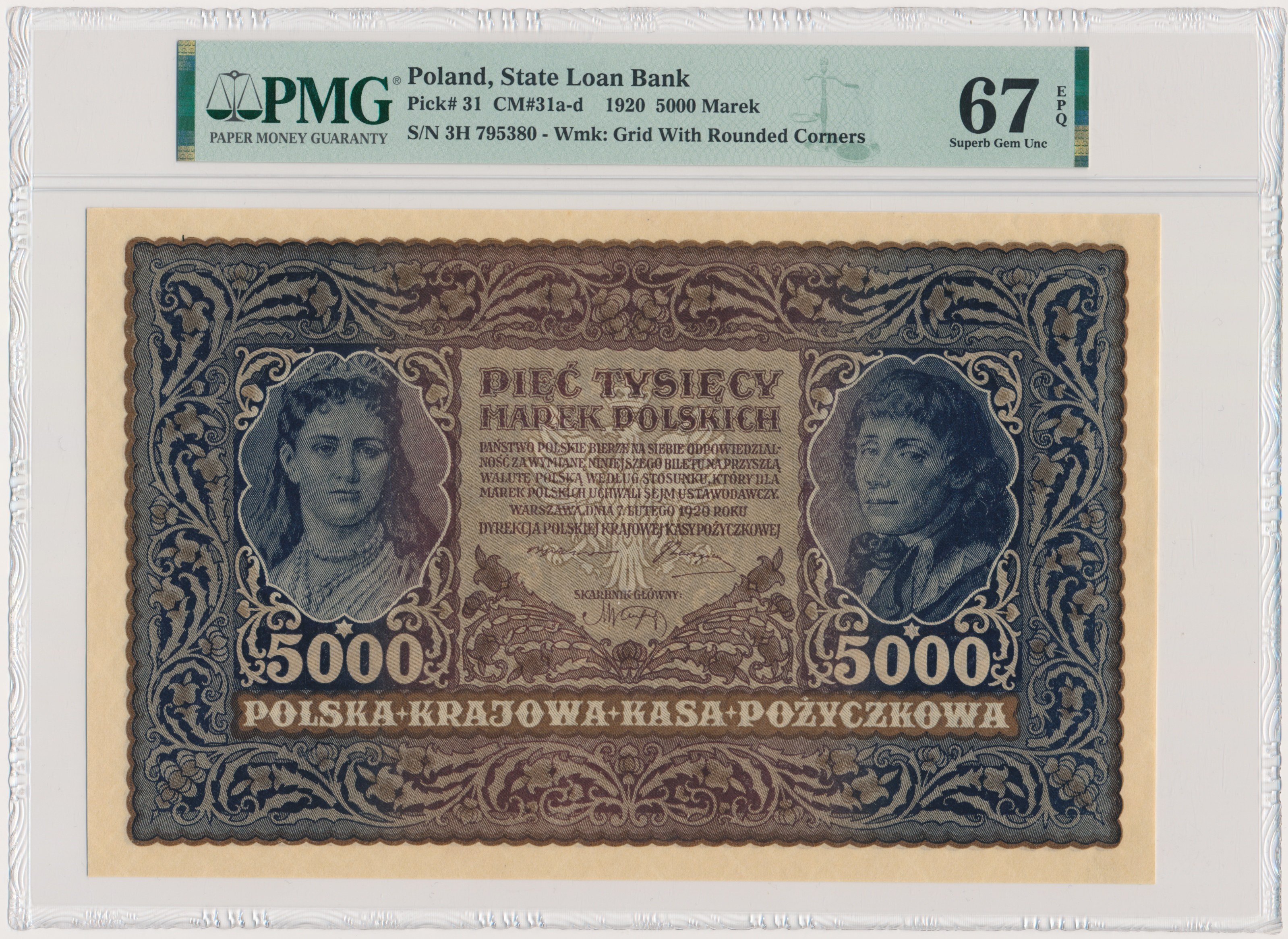5.000 marek 1920 - III Serja H - PMG 67 EPQ - Aukcja internetowa ...