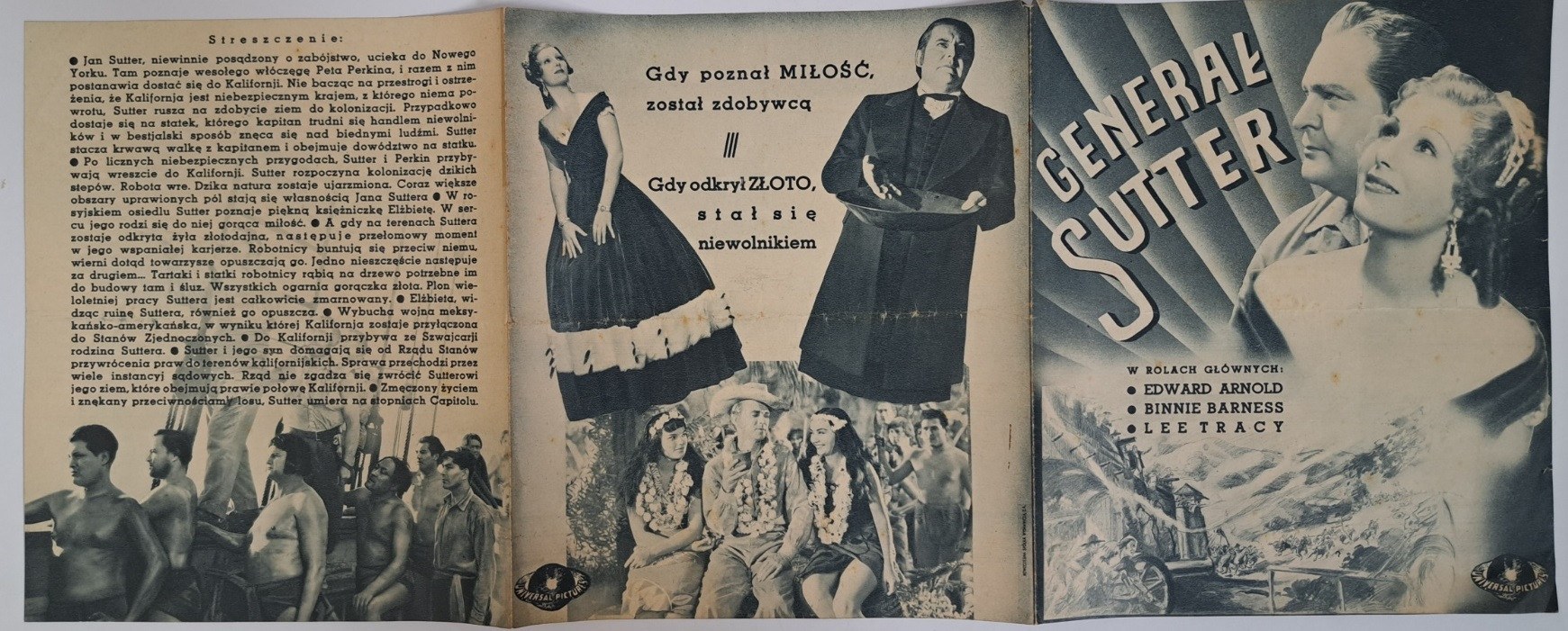 Program filmowy GENERAŁ SUTTER 1936 (Sutter's gold); Reżyseria: James ...