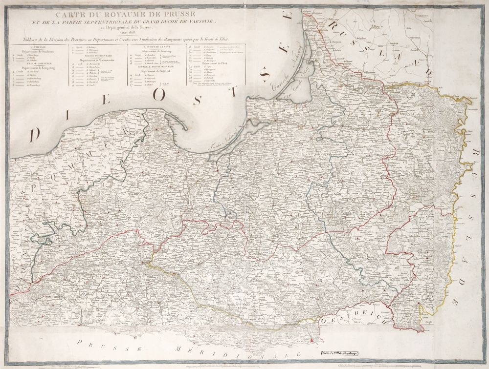 PRUSY, KSIĘSTWO WARSZAWSKIE. Mapa Prus i północnej części Księstwa ...