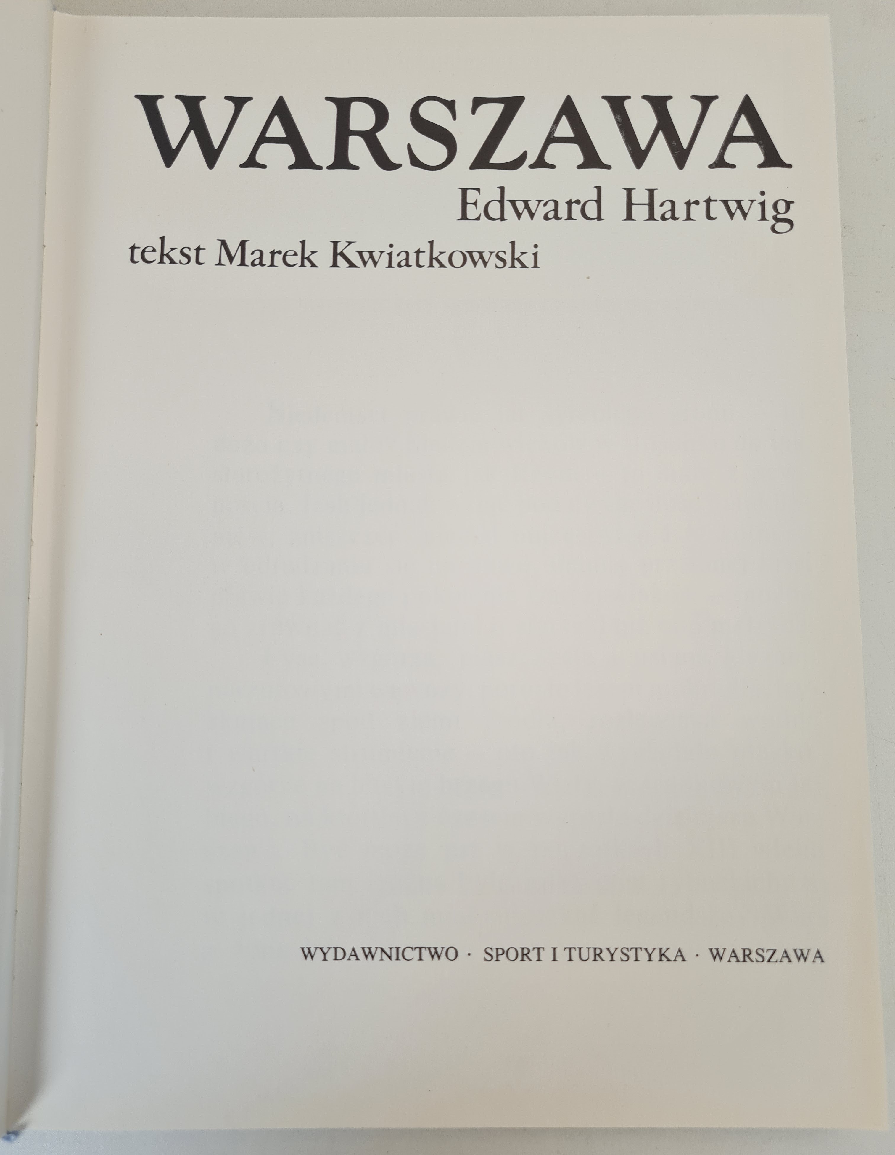 HARTWIG Edward - WARSZAWA tekst: Marek Kwiatkowski, wyd.1980 [album] - Aukcja internetowa ...