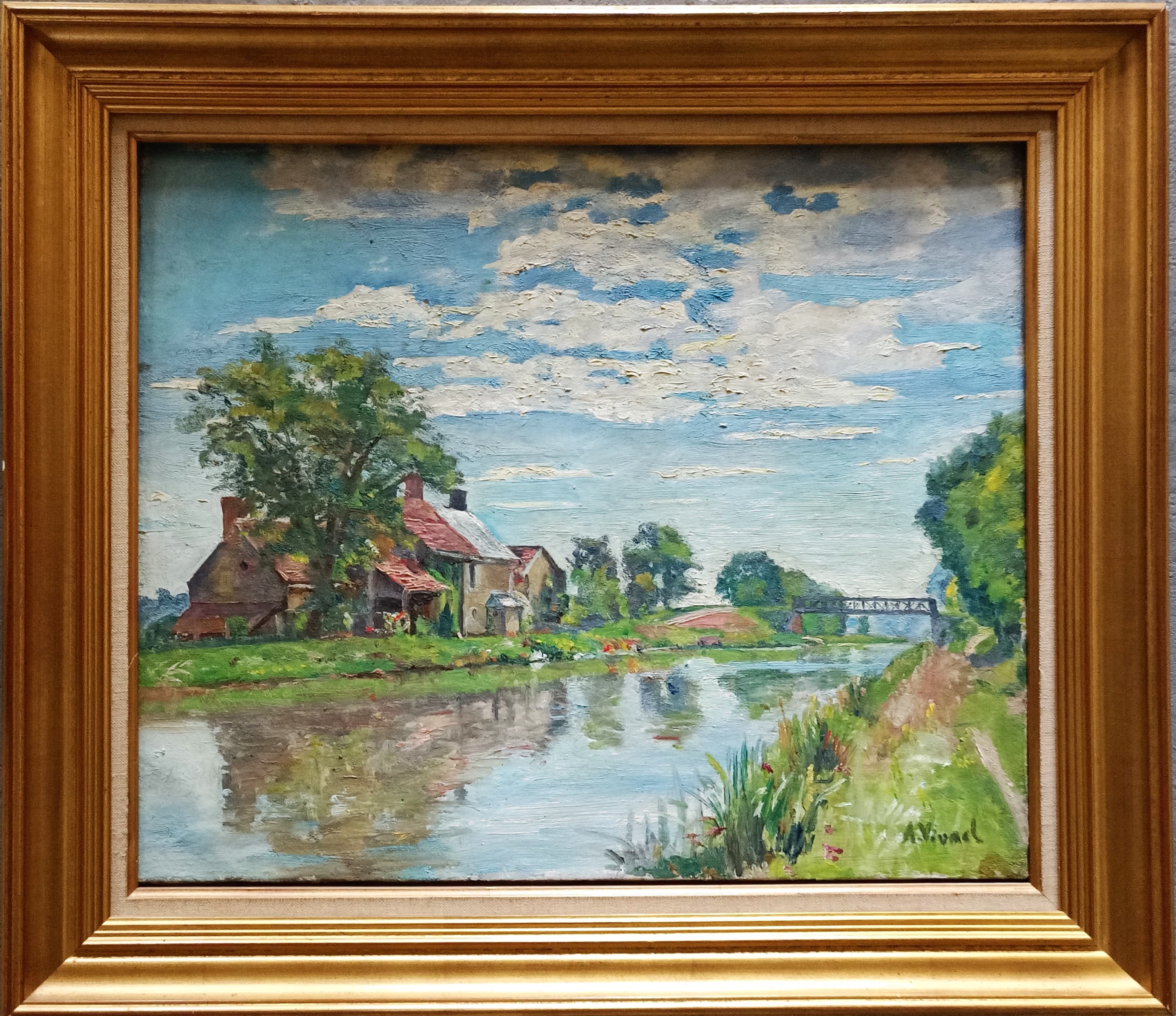 André-Léon Vivrel (1886-1976), Most na kanale Briare, 1952 - Aukcja ...