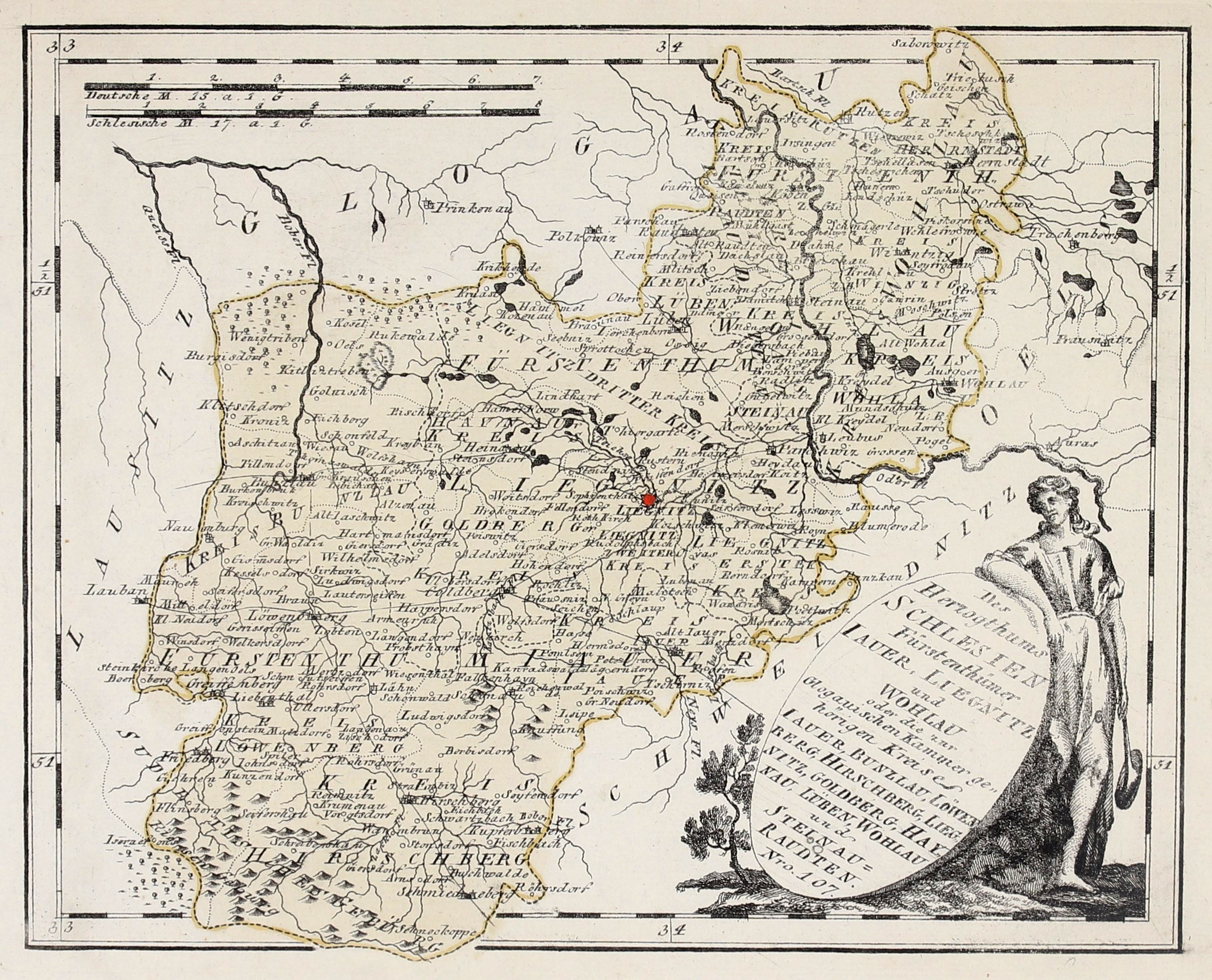 JAWOR, LEGNICA, WOŁÓW. Mapa Księstwa Jaworskiego, Legnickiego i ...