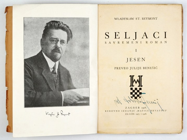 REYMONT W. S. – Seljaci. T. 1. Zagreb 1928. Przekład Chorwacki t. 1 "Chłopów". - Aukcja ...