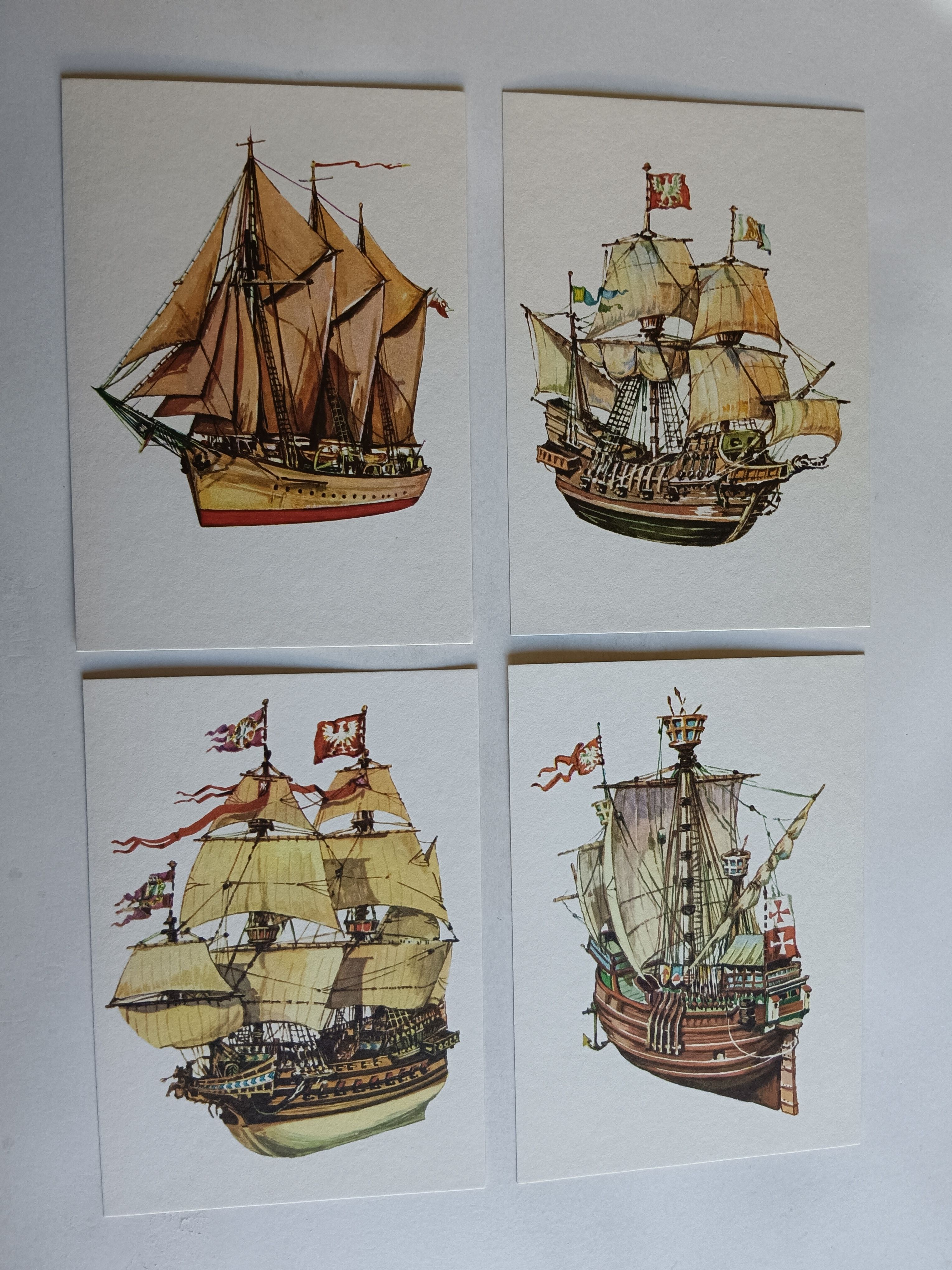 ZESTAW 9 POCZTÓWEK STATKI, OKRĘTY SPOD BIAŁO-CZERWONEJ BANDERY, HOLK ...