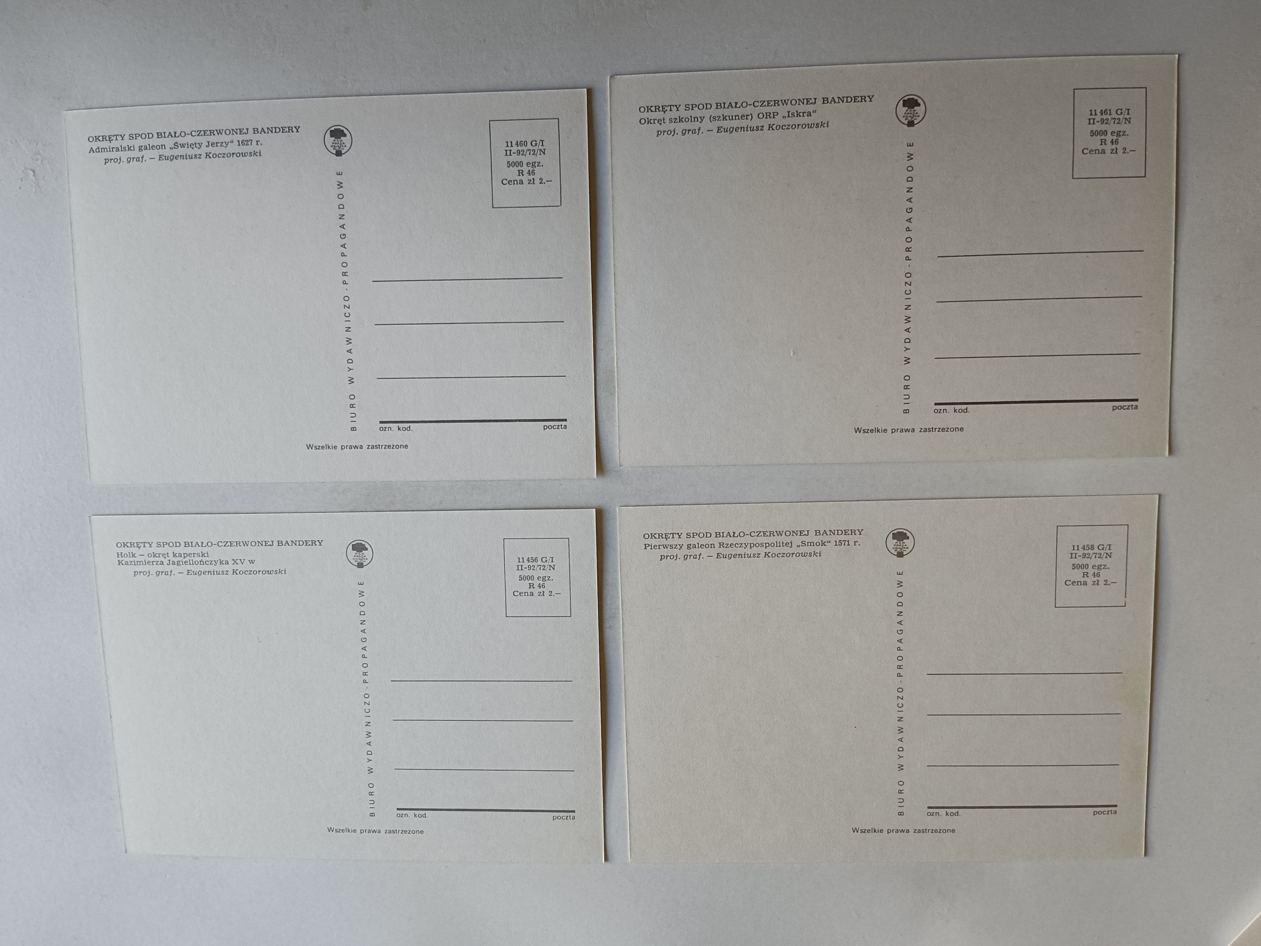 ZESTAW 9 POCZTÓWEK STATKI, OKRĘTY SPOD BIAŁO-CZERWONEJ BANDERY, HOLK ...