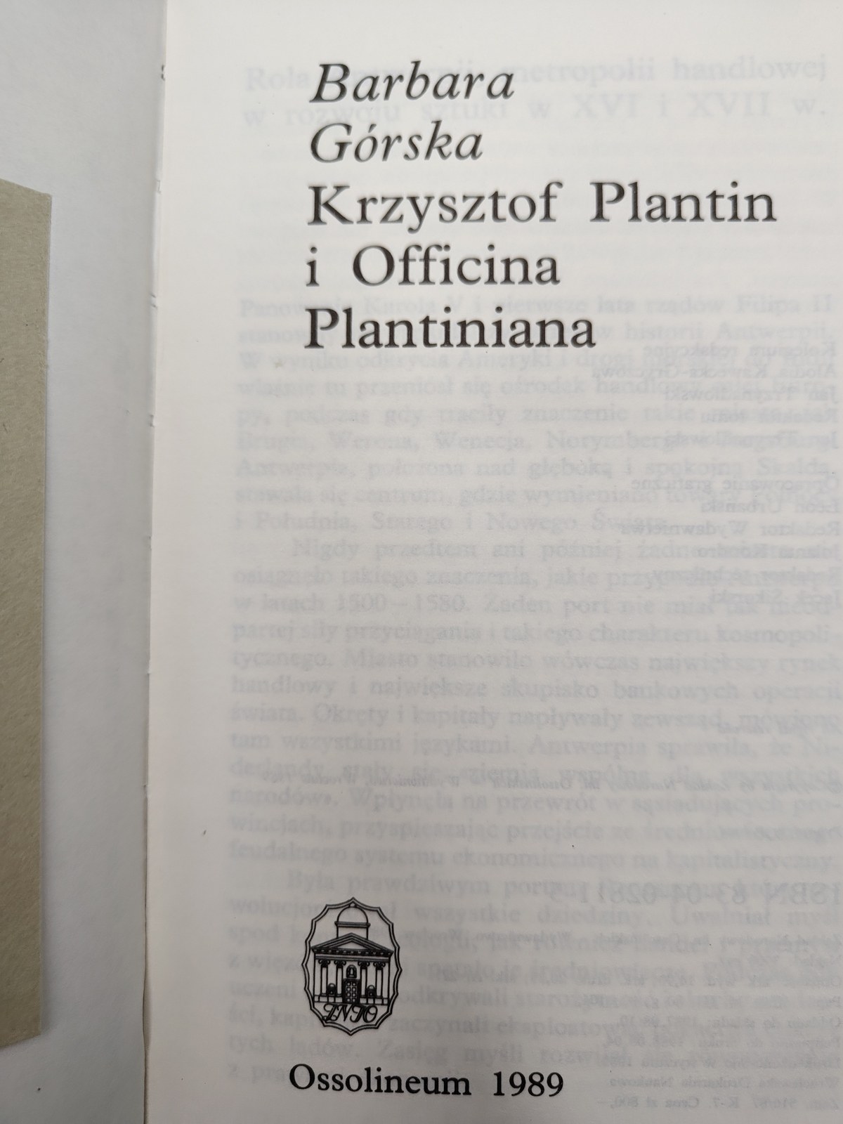 Górska Barbara - Krzysztof Plantin i Officiana Plantiniana, Ossolineum ...
