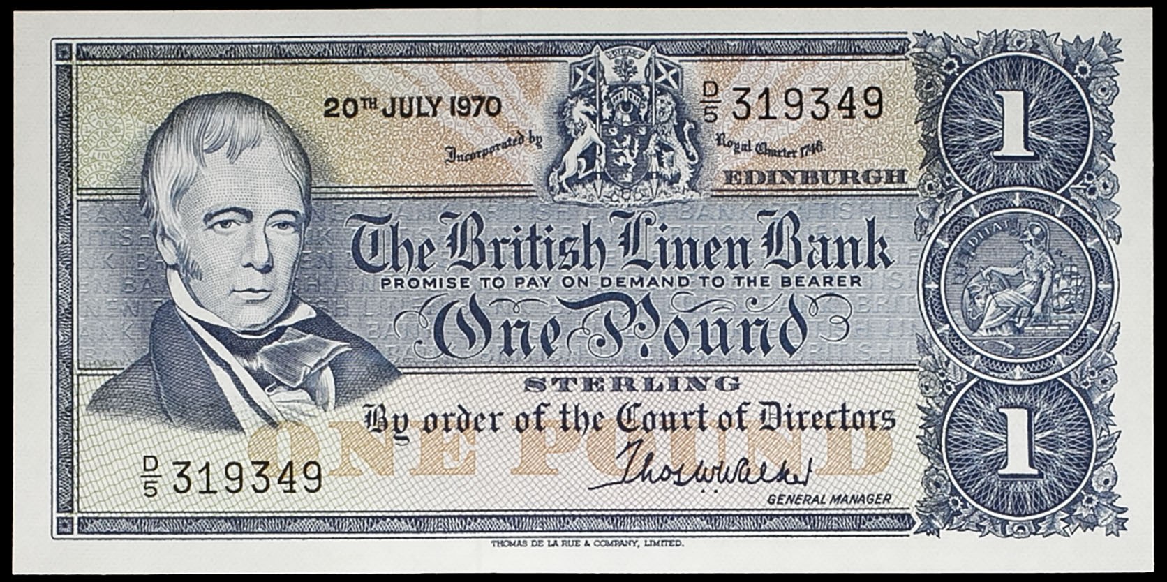 Szkocja, 1 funt - British Linen Bank, 20 lipca 1970 r. - Aukcja ...