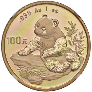 Monety zagraniczne - CHINY 100 Yuan 1998 - KM 1130 AU W kasecie NGC MS ...