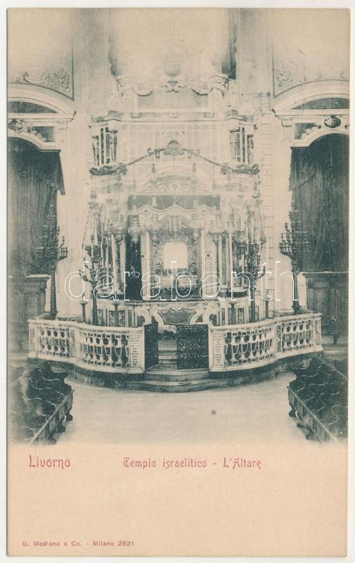Livorno, Tempio israelitico, l'altare. G. Modiano & Co. / zsinagóga ...