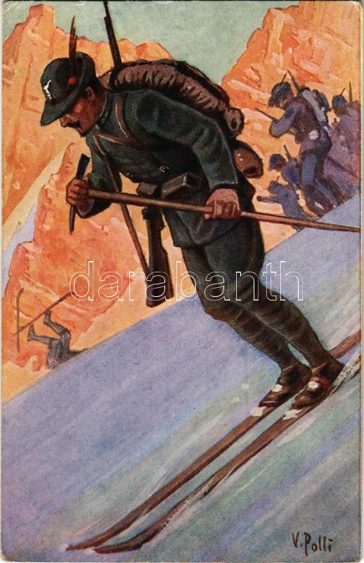 Olasz hegyivadász síelés közben / Alpini / Italian military, Alpine ...