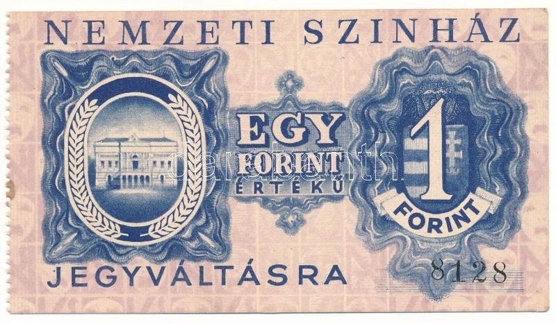 1946 k. Budapest 1Ft "Nemzeti Színház" utalvány T:AU kis folt Hungary ...