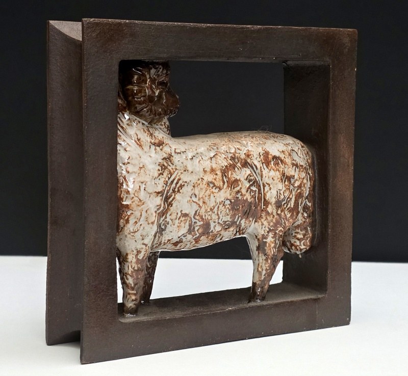 Baran - ceramiczna przestrzenna rzeźba z serii znaki zodiaku - lata 60 ...