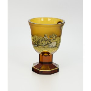 Puchar ze sceną zalotów na tle pejzażu - Aukcja internetowa / Licytacja ...