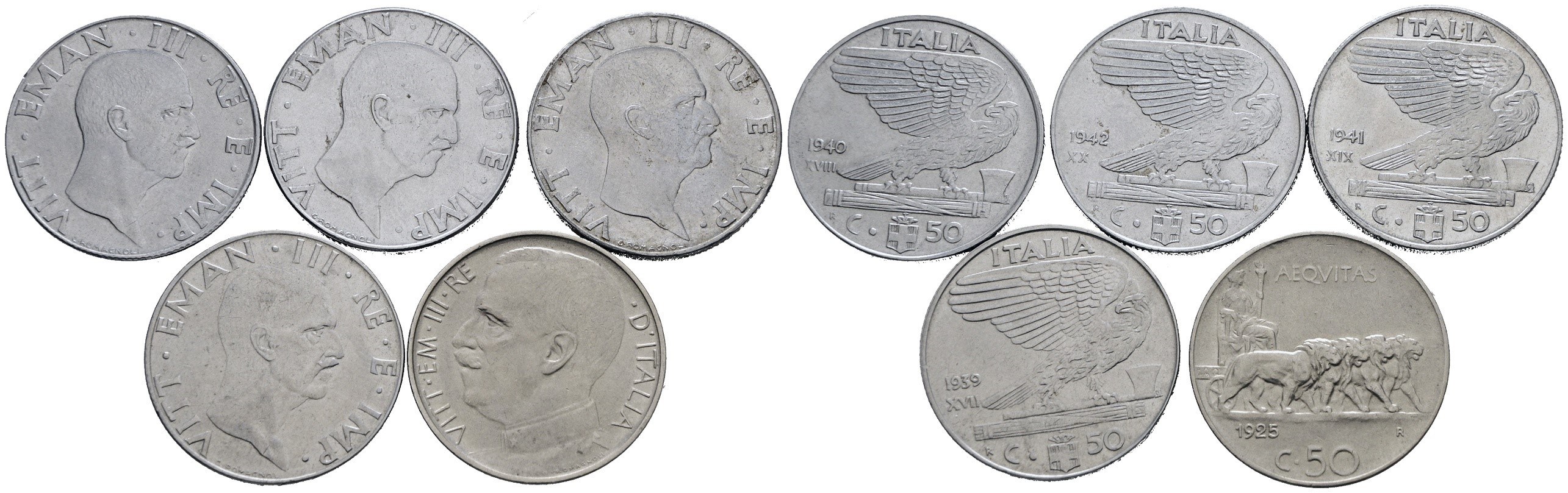 REGNO D'ITALIA. Vittorio Emanuele III (1900-1943). Lotto di 5 monete da ...