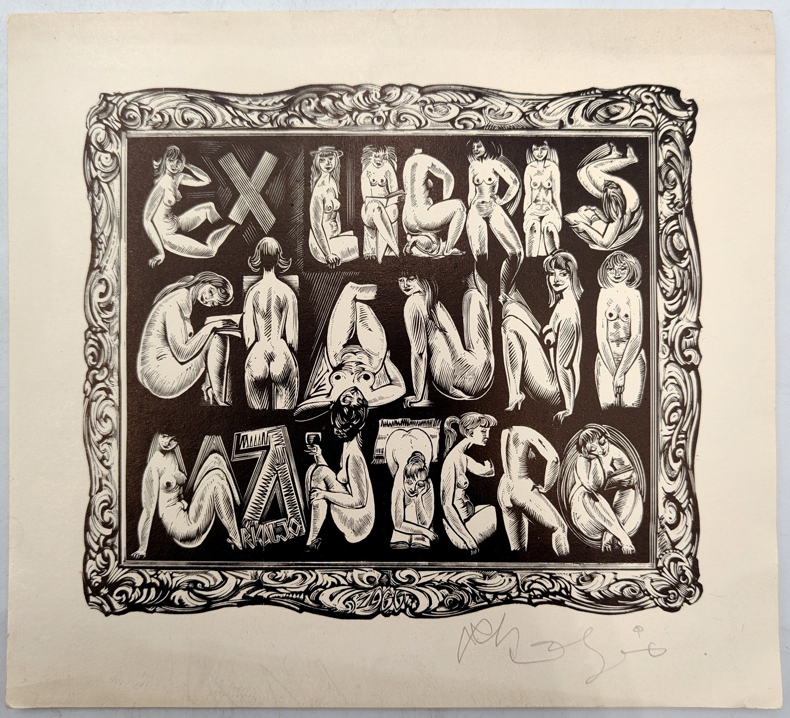 Richard Kaljo ( 1914 - 1978), - Ex libris Gianni Mantero, drzeworyt ok ...