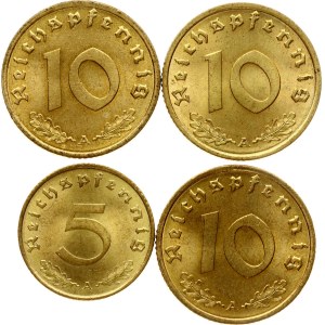 Trzecia Rzesza Niemiecka 5 Reichspfennig 1937 A i 10 Reichspfennig 1938 ...