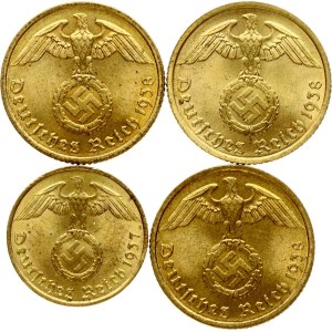 Trzecia Rzesza Niemiecka 5 Reichspfennig 1937 A i 10 Reichspfennig 1938 ...