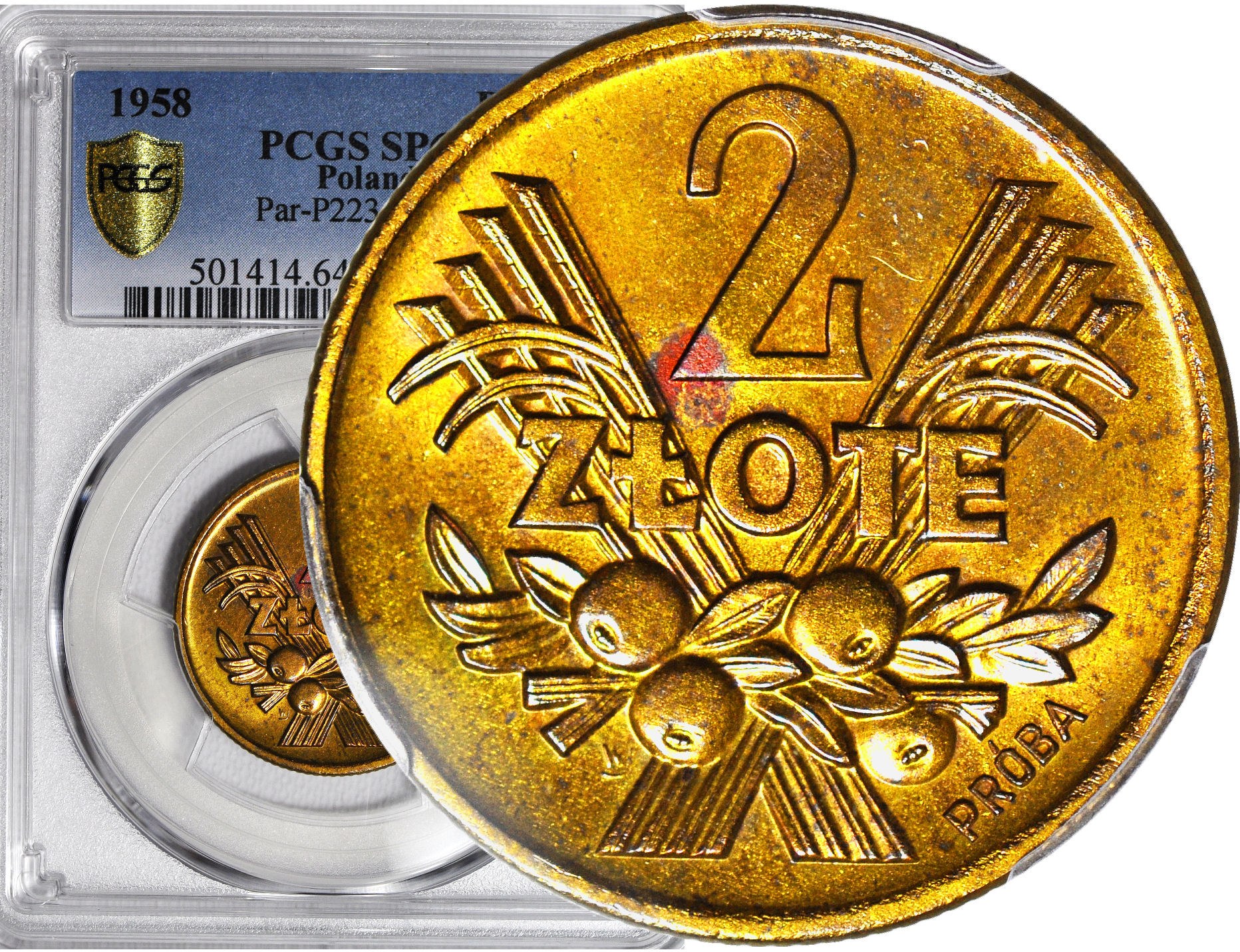 RR-, 2 złote 1958 Jagody, PRÓBA, MOSIĄDZ, nakład 100szt., rzadkość, c.a. - Aukcja internetowa ...